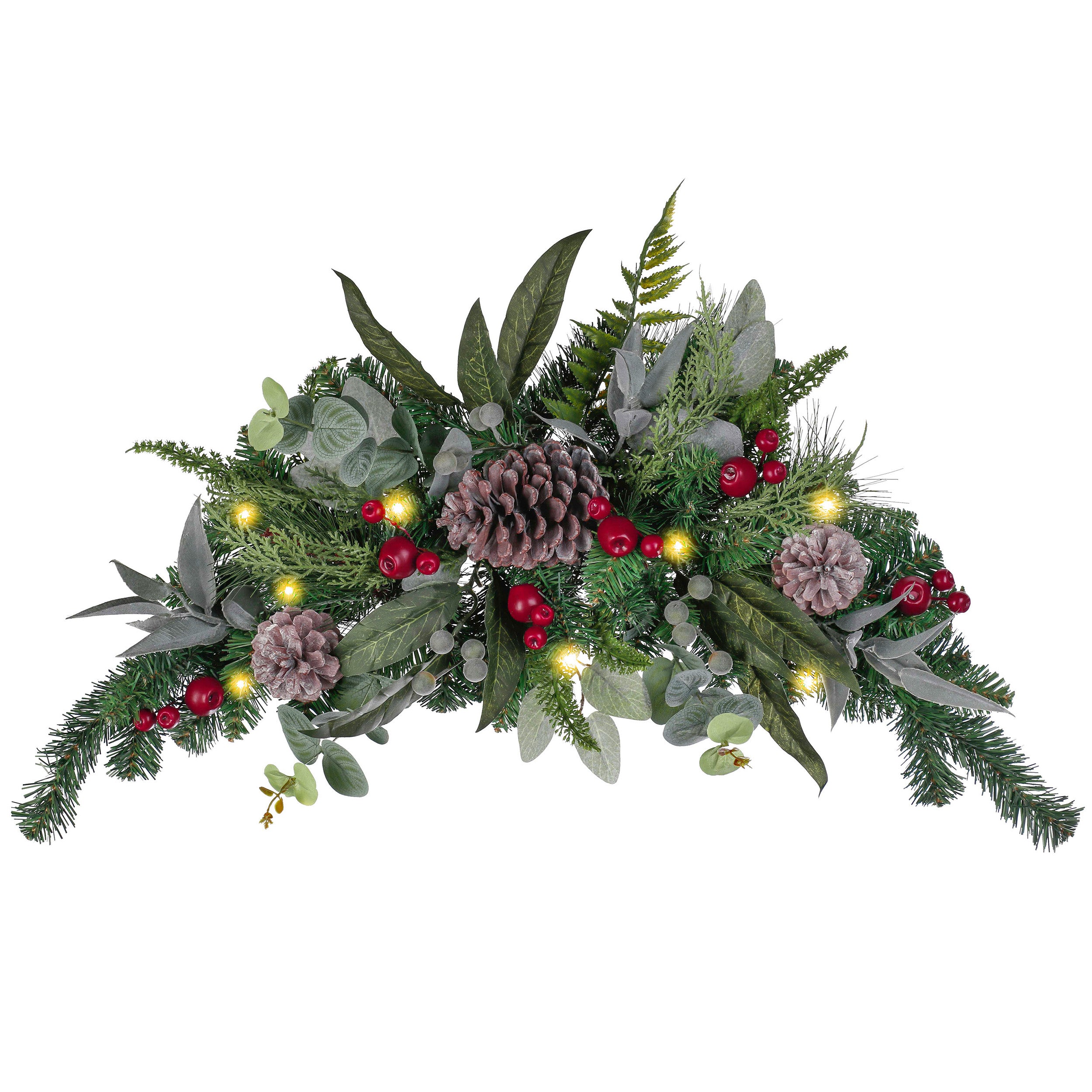 Valery Madelyn Pre-Lit Christmas Swag for Decorating Outdoor, 24 Inch